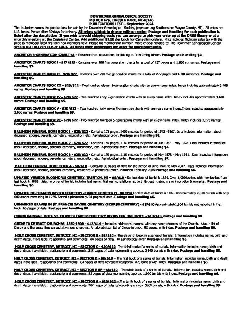 DRGS Publications – printable September 2024 – Downriver Genealogical ...